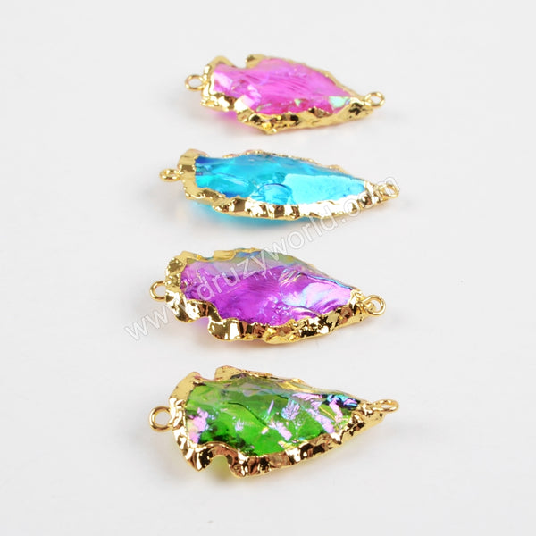 Natural Titanium Crystal Quartz Connector Double Bails | Druzyworld