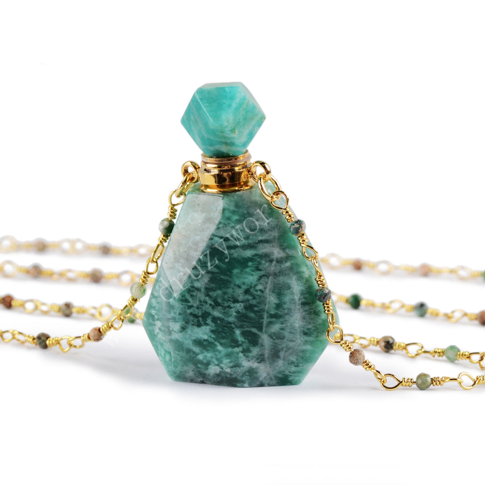 Wholesale Gemstone Gold Perfume Bottle 100% Natural Stone Bead Necklace ...